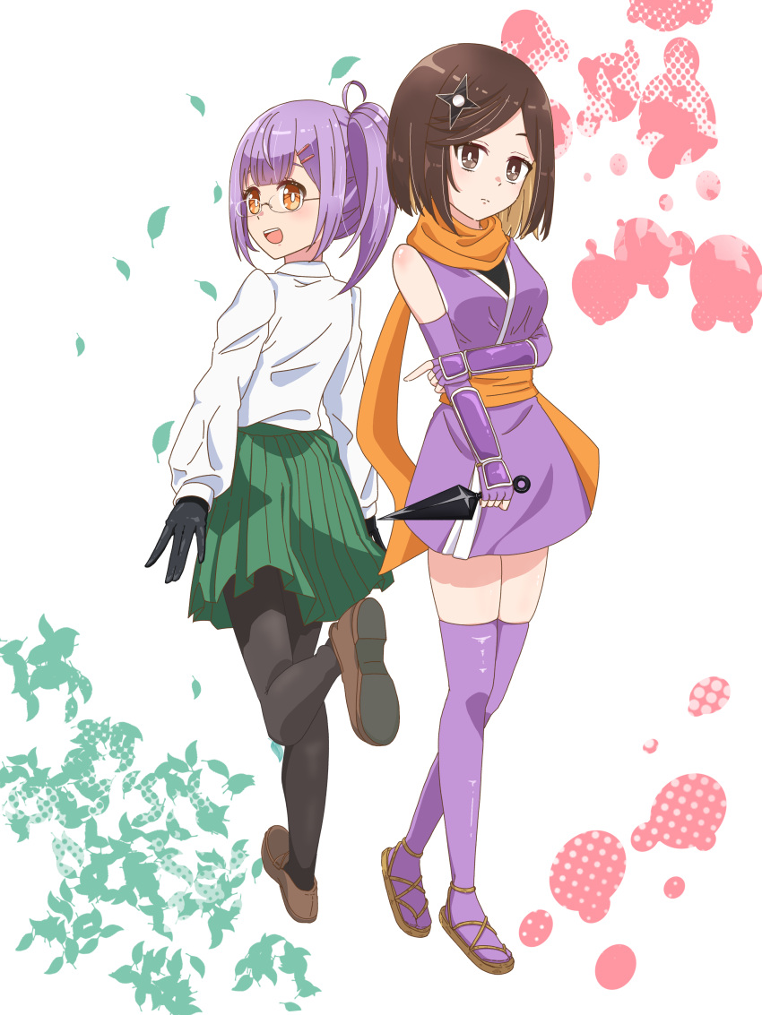 Safebooru - 2girls absurdres alternate costume assassin black gloves black pantyhose brown eyes ...