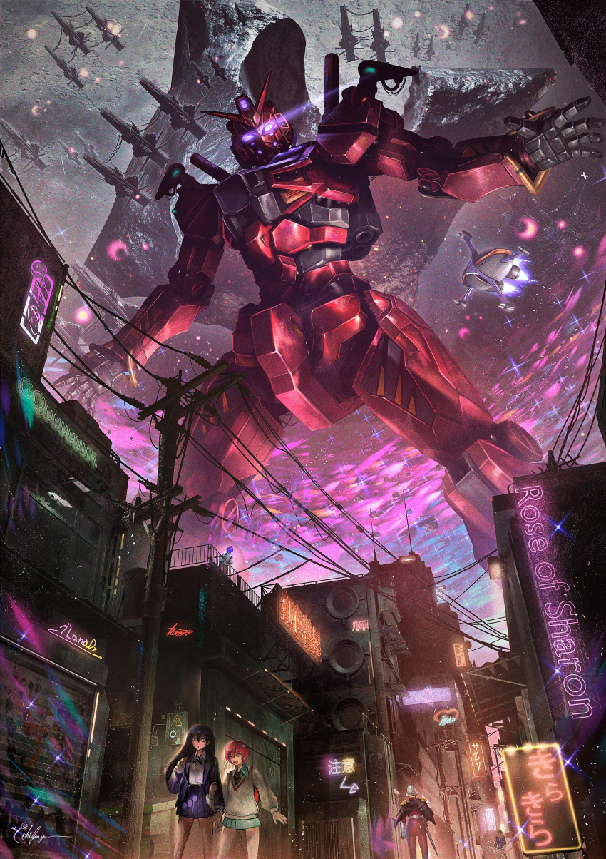 Safebooru - 1boy 2girls absurdres amate yuzuriha back char aznable ...