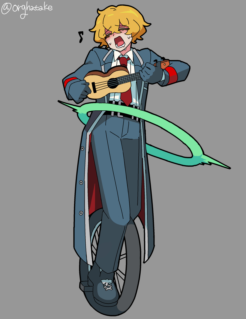 Safebooru - 1boy absurdres belt black belt black coat black gloves black shoes blonde hair ...