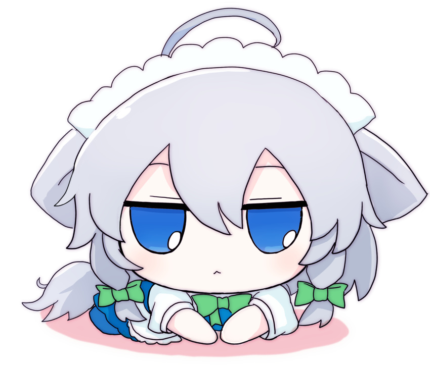Safebooru 1girl Ahoge Animal Ears Apron Azuma Meri Blue Dress Blue