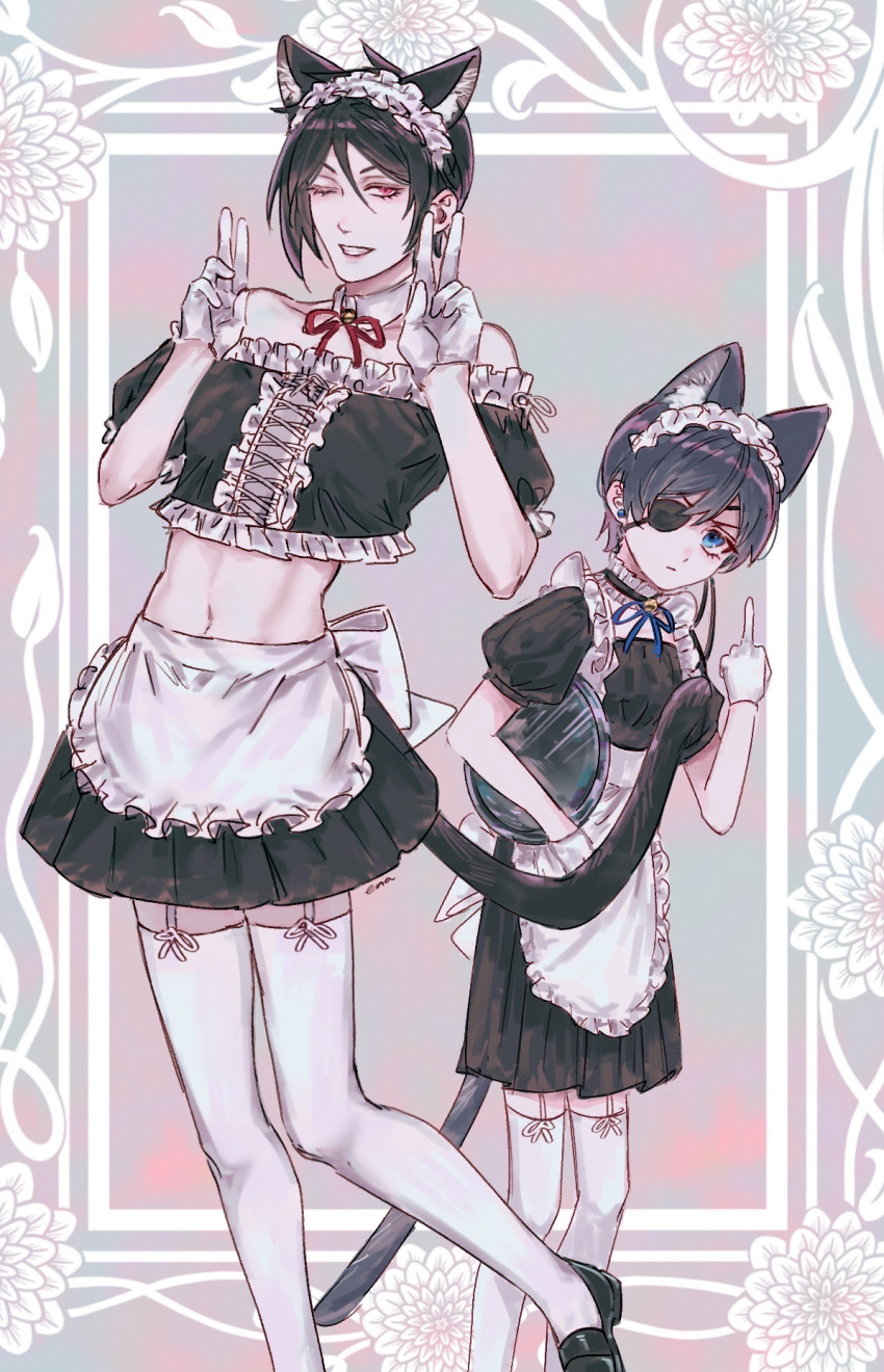 Safebooru - 2boys alternate costume animal ears black hair blue eyes ...