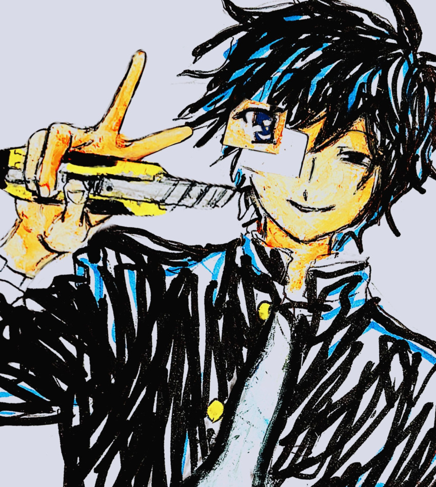 Safebooru - 1boy asymmetrical eyes black eyes black hair boxcutter ...