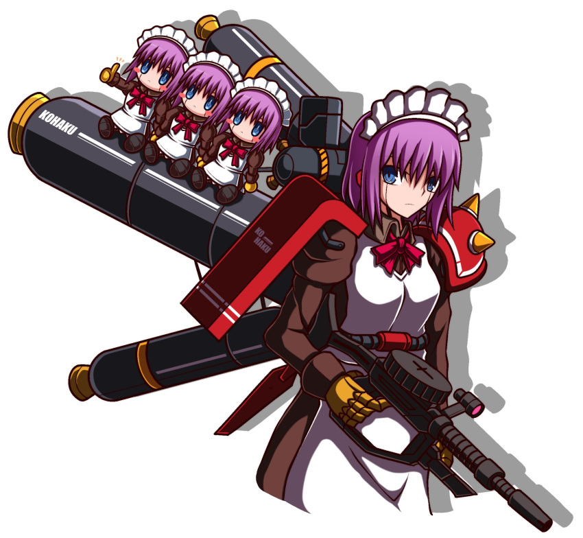 Safebooru - 1girl alternate costume apron bazooka (gundam) blue eyes ...