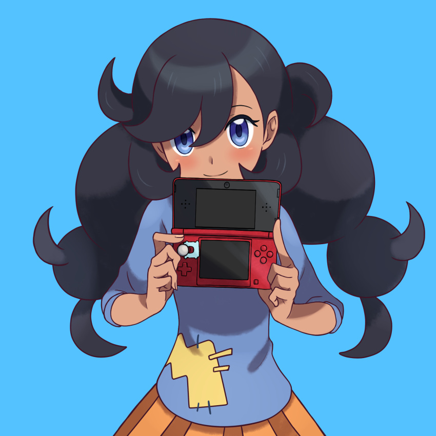 Safebooru - 1girl asatsuki (fgfff) black hair blue background blue eyes ...