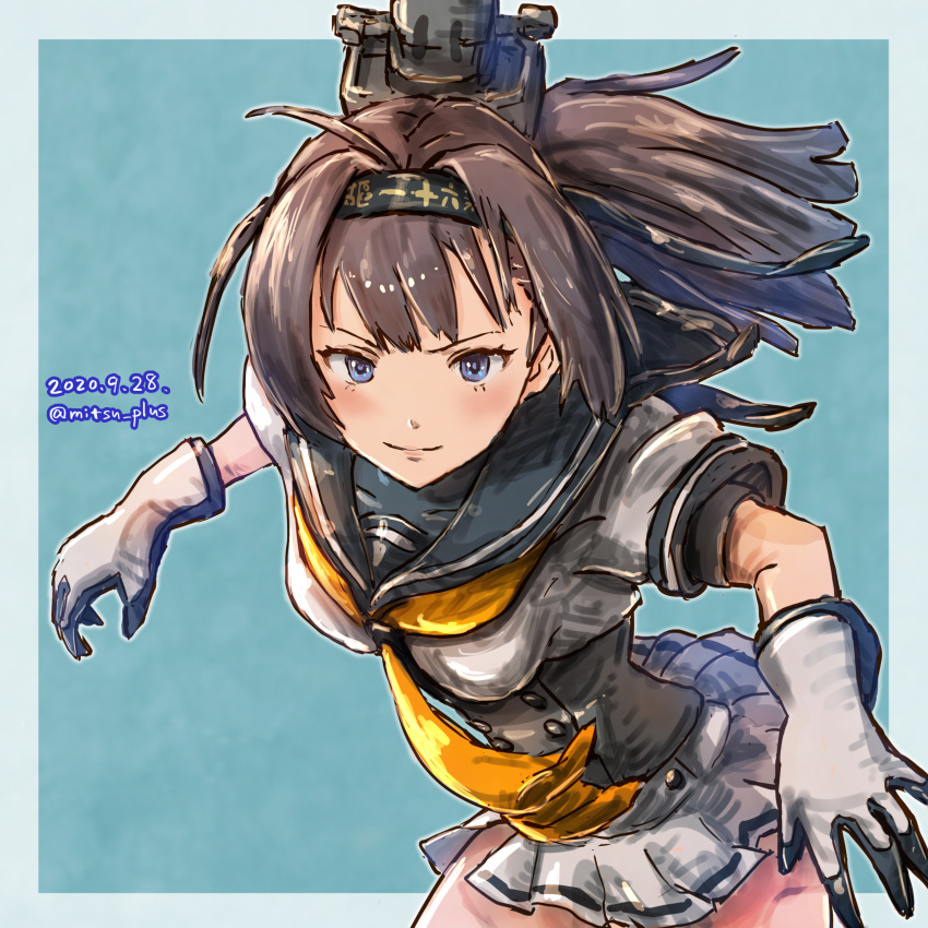 Safebooru - 1girl absurdres ahoge akizuki (kantai collection) black hair black headband blue ...