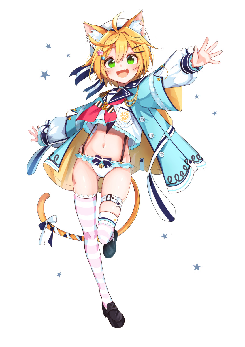 Safebooru - 1girl :d absurdres ahoge animal ear fluff animal ears beret bikini bikini bottom ...