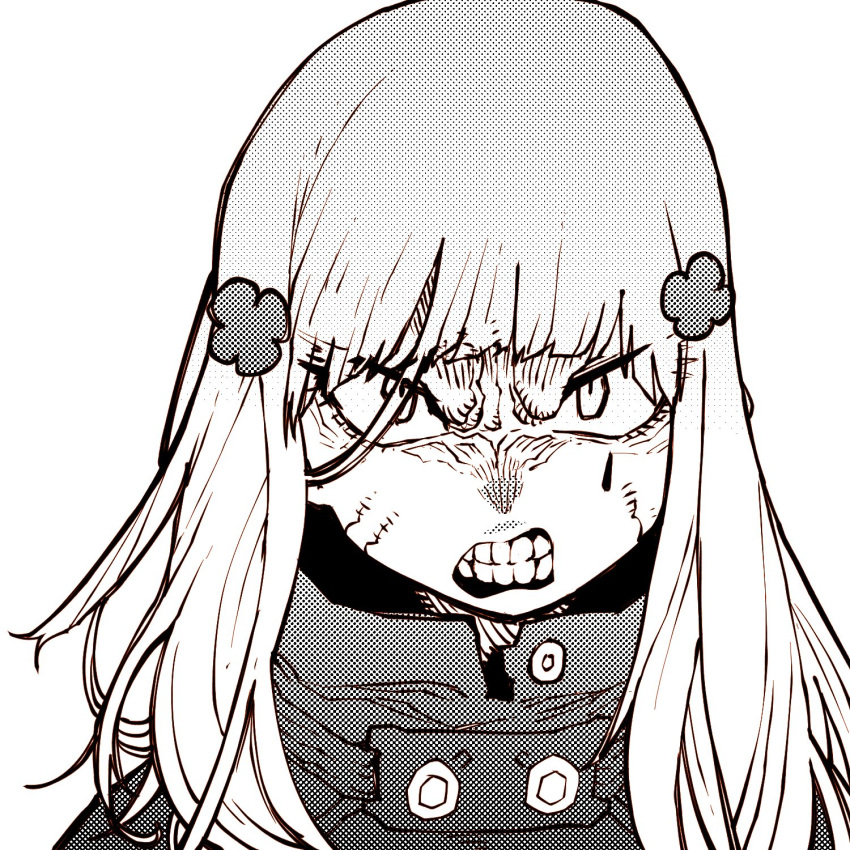 Safebooru - 1girl angry bangs clenched teeth girls frontline greyscale ...