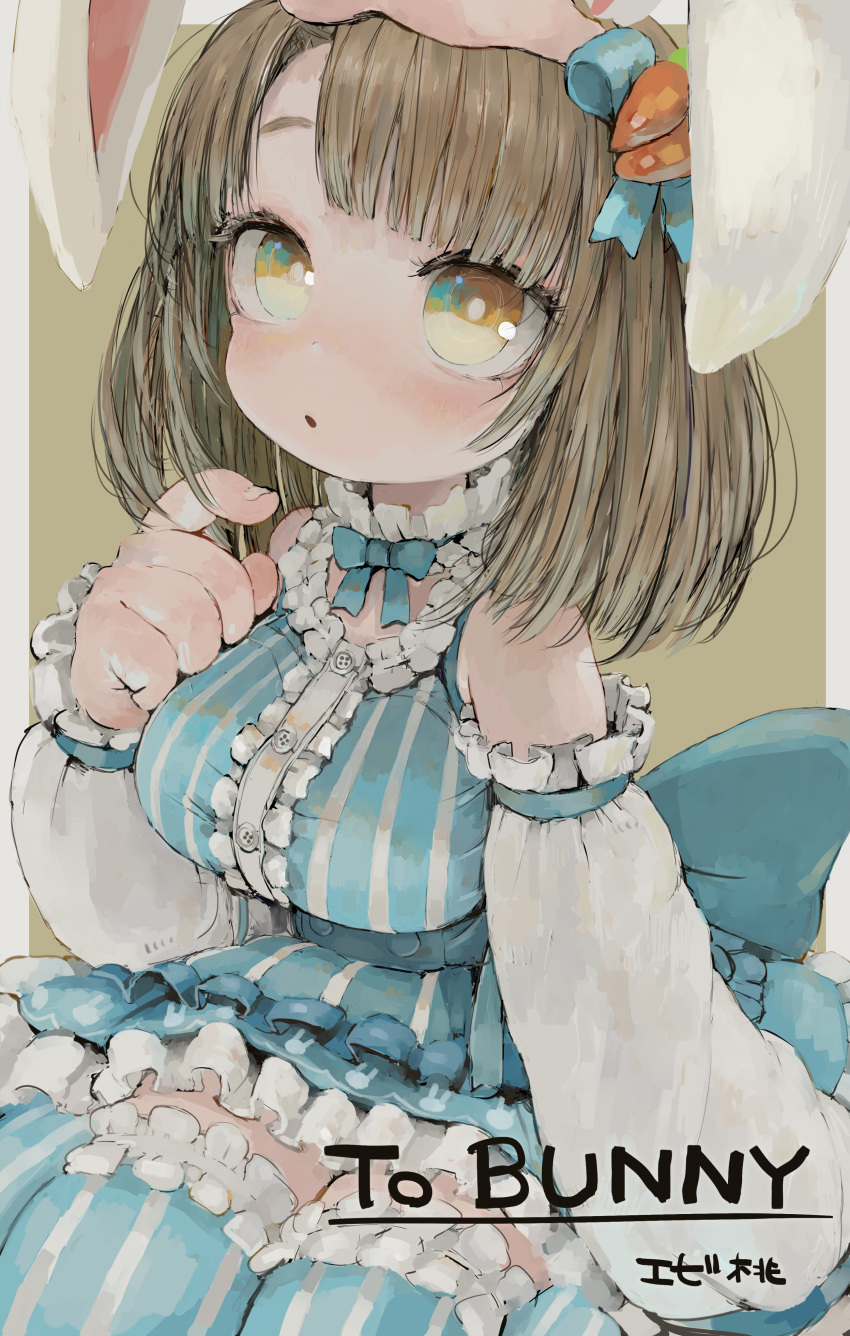 Safebooru - 1girl absurdres animal ears bangs blue dress blue legwear blush brown hair bunny ...