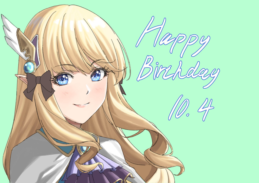 Safebooru - 1girl bangs black bow blonde hair blue eyes blush bow elf ...