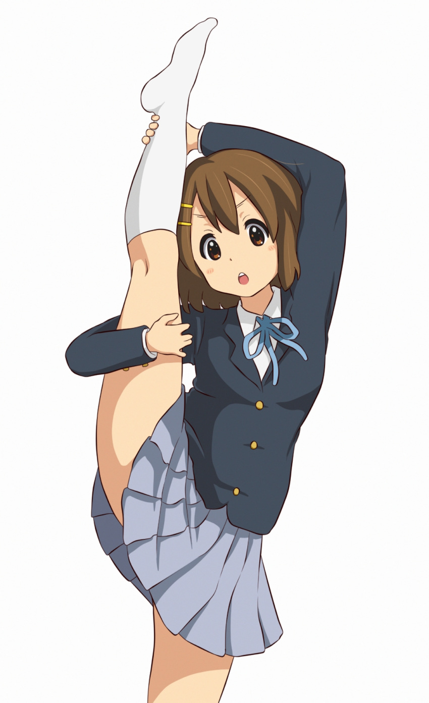 Safebooru - 1girl bangs blue ribbon blue skirt blush brown eyes brown hair hair ornament hairpin ...