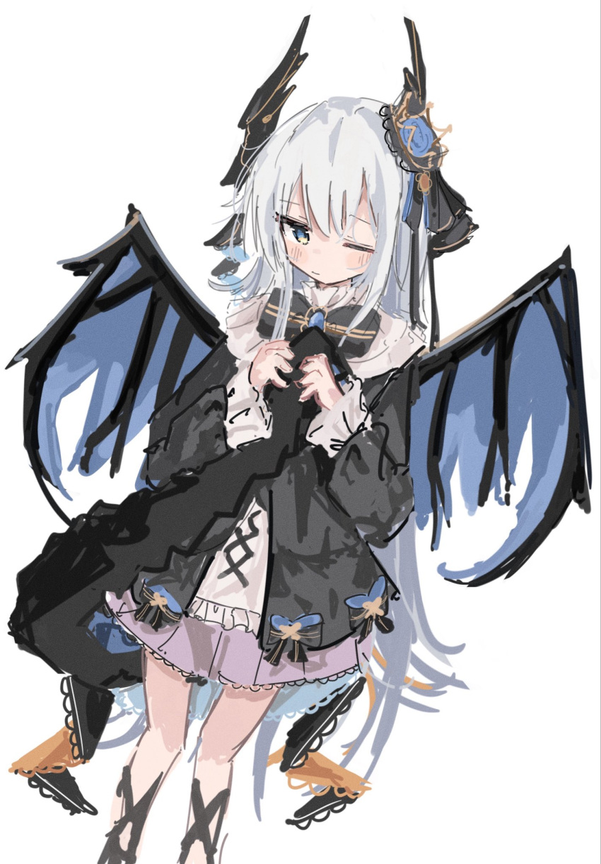 Safebooru - 1girl bat wings blue eyes character request closed mouth ...
