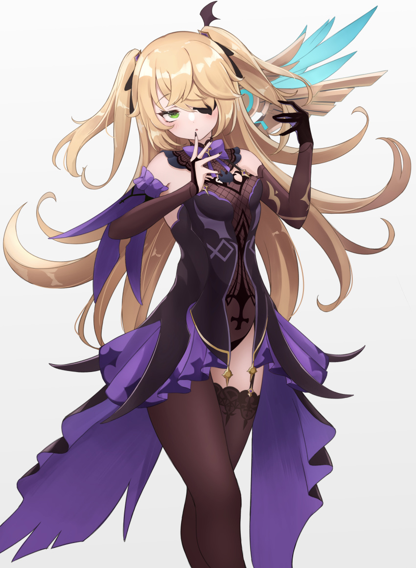 Safebooru - 1girl absurdres bare shoulders black legwear blonde hair bodystocking bow breasts ...