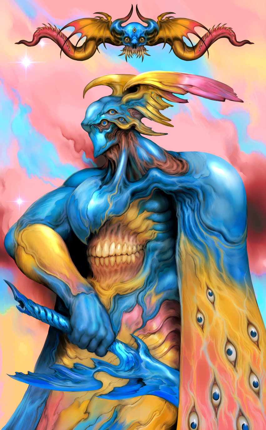 Safebooru - 1boy absurdres armor blue eyes cape colorful extra eyes ...