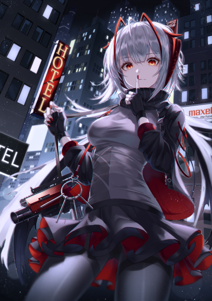 Safebooru - 1girl absurdres ahoge antennae arknights black gloves black jacket black scarf black ...