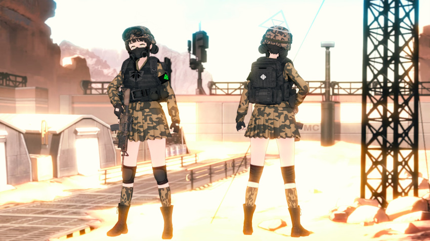 Safebooru - assault rifle blue archive catgaloperator commentary double ...