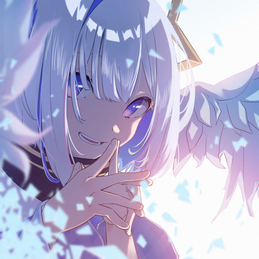 Safebooru - 1girl absurdres amane kanata angel wings blue eyes blue hair colored inner hair ...