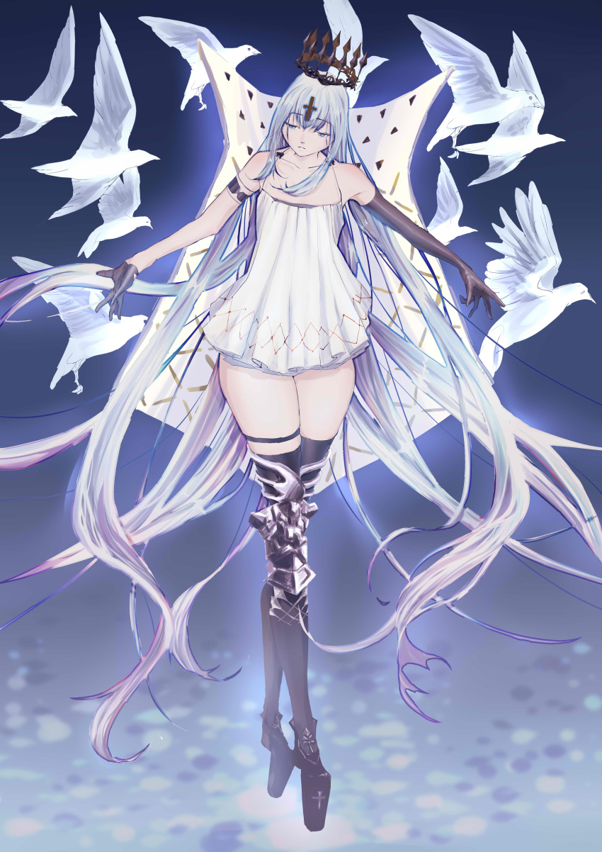 Safebooru - 1girl absurdly long hair absurdres artist request azur lane bare shoulders bird ...