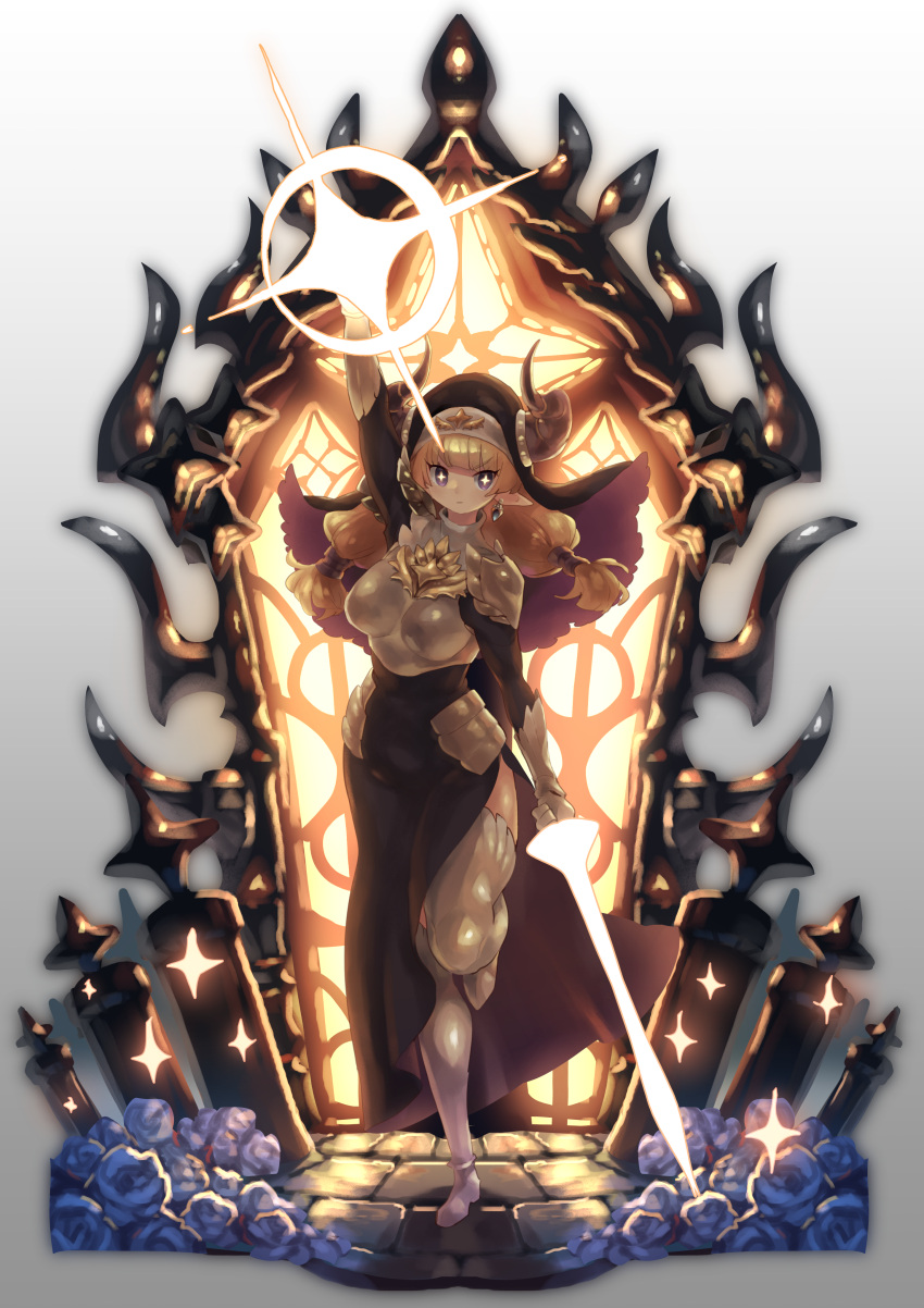 Safebooru - + + 1girl absurdres armor armored dress black dress blonde hair boobplate ...