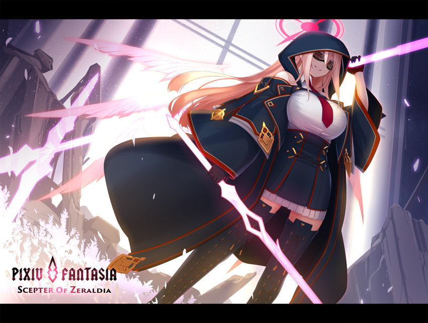 Safebooru - 1girl angel wings asymmetrical dual wielding bare shoulders ...