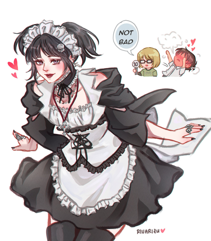 Safebooru - 1girl 2boys absurdres apron armin arlert artist name black ...