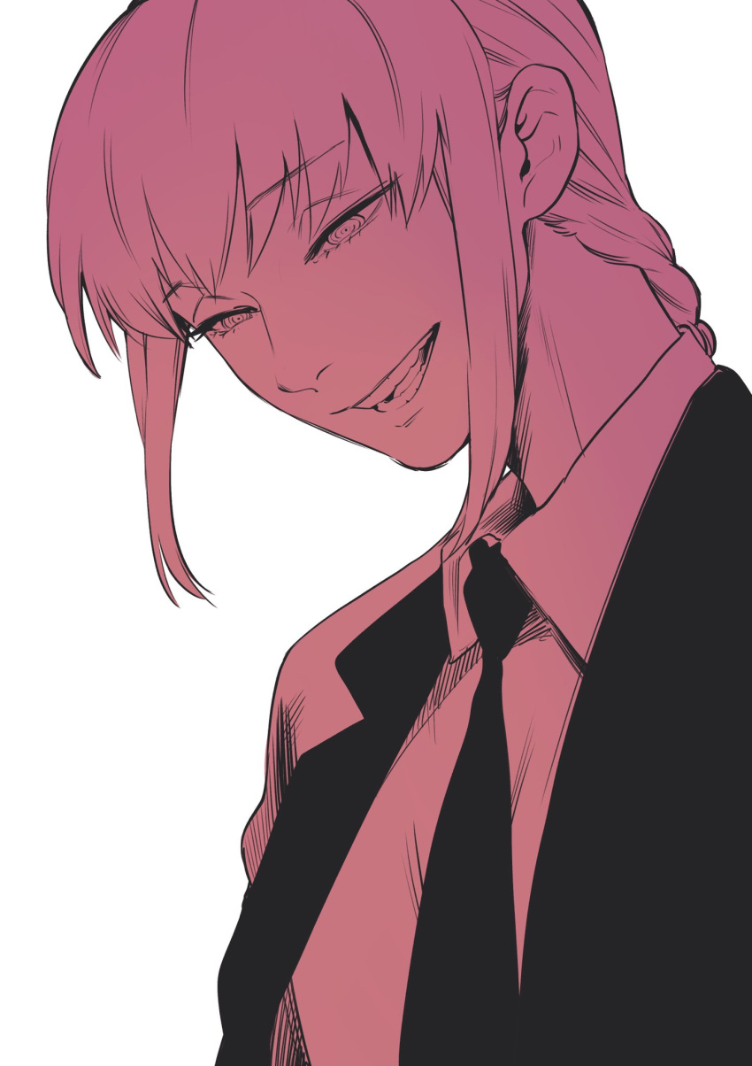 Safebooru - 1girl bangs black jacket black neckwear braid braided ponytail breasts business suit ...