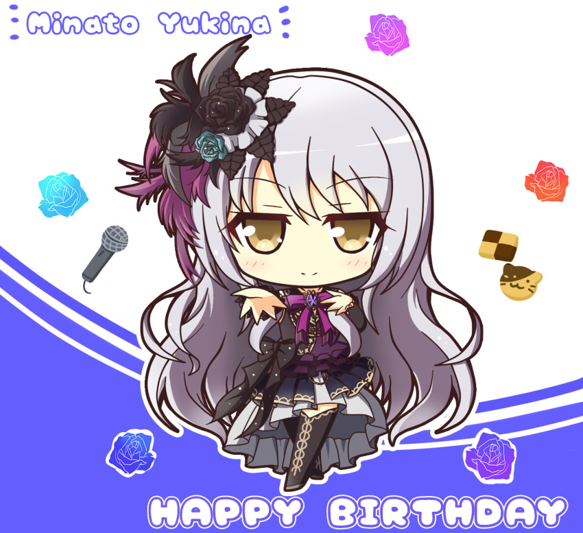 Safebooru - 1girl bang dream! blue flower blue rose chibi cookie flower ...