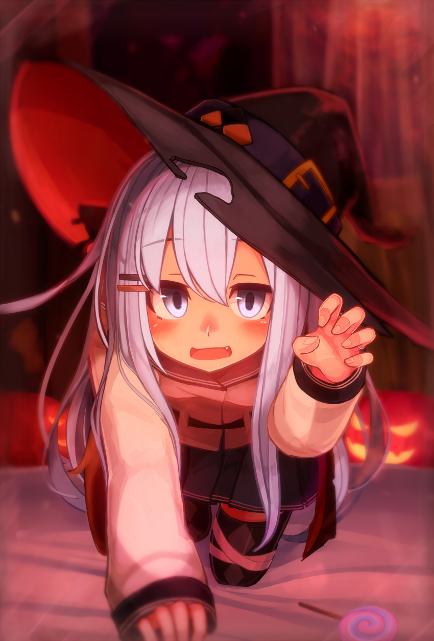 Safebooru 1girl All Fours Bandaged Leg Bandages Bangs Black Headwear 4265