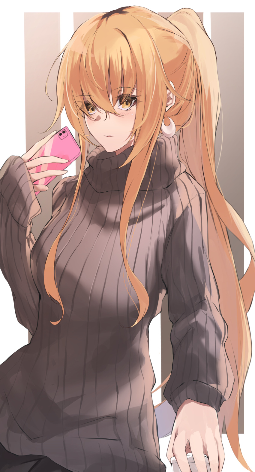 Safebooru 1girl Absurdres Bangs Breasts Brown Hair Brown Sweater