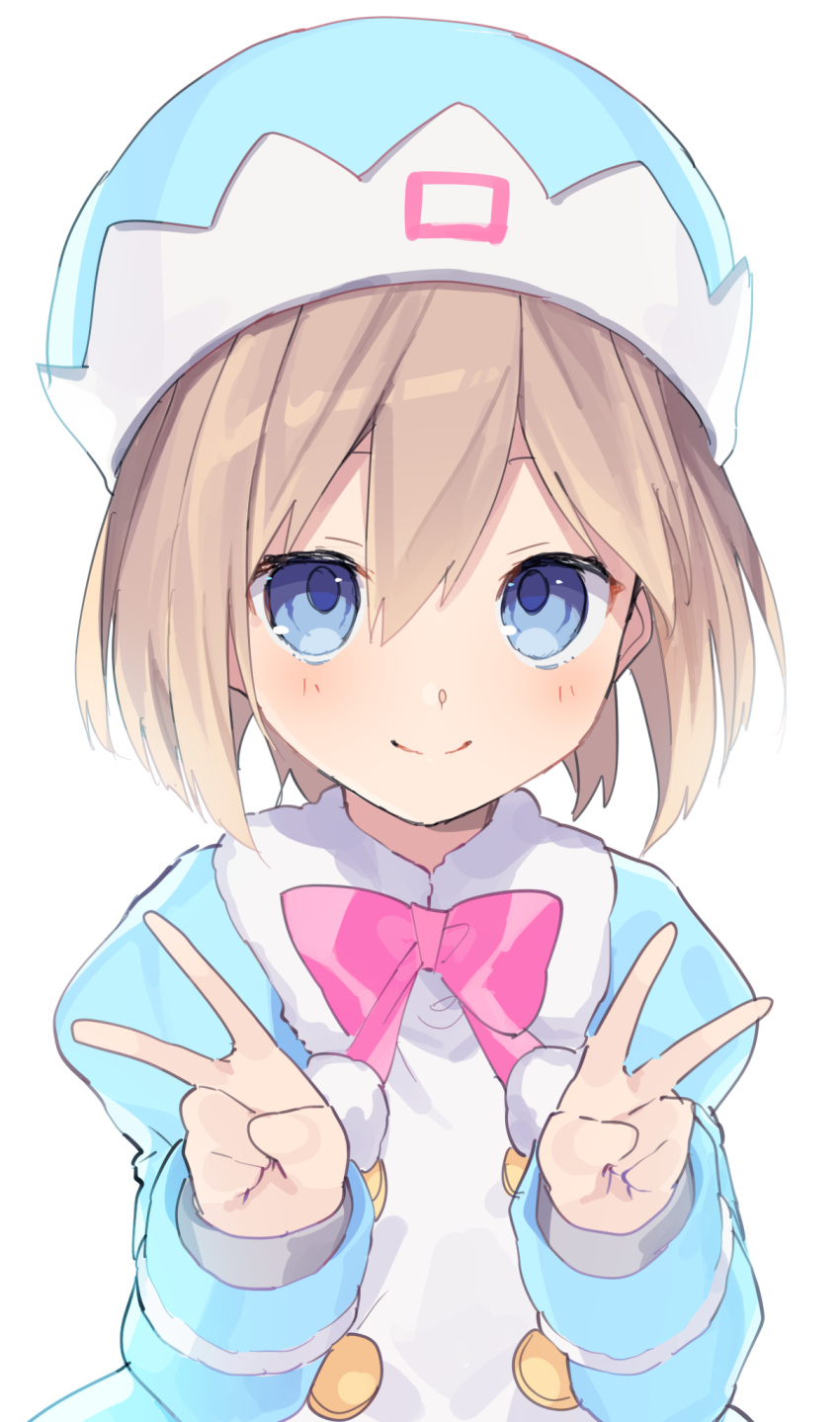 Safebooru - 1girl blue coat blue eyes blue headwear blush bow bowtie ...