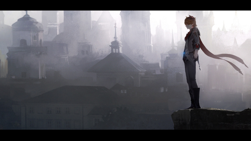 Safebooru - 1boy absurdres anna (drw01) black border black footwear boots border childe (genshin ...