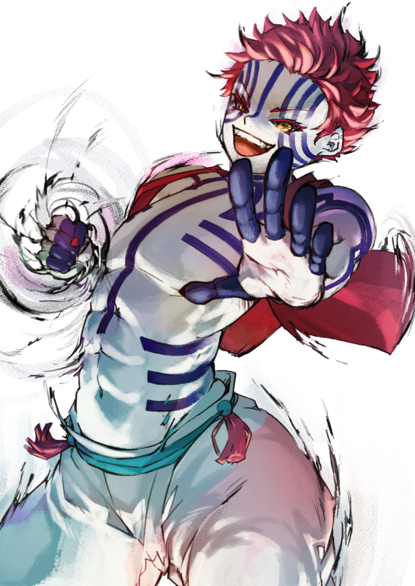 Safebooru - 1boy akaza (kimetsu no yaiba) bare chest bare shoulders ...