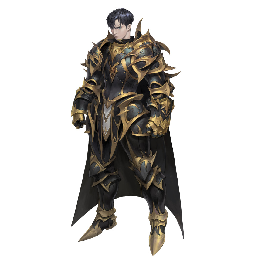 Safebooru - 1boy absurdres armor black armor black cape black hair ...