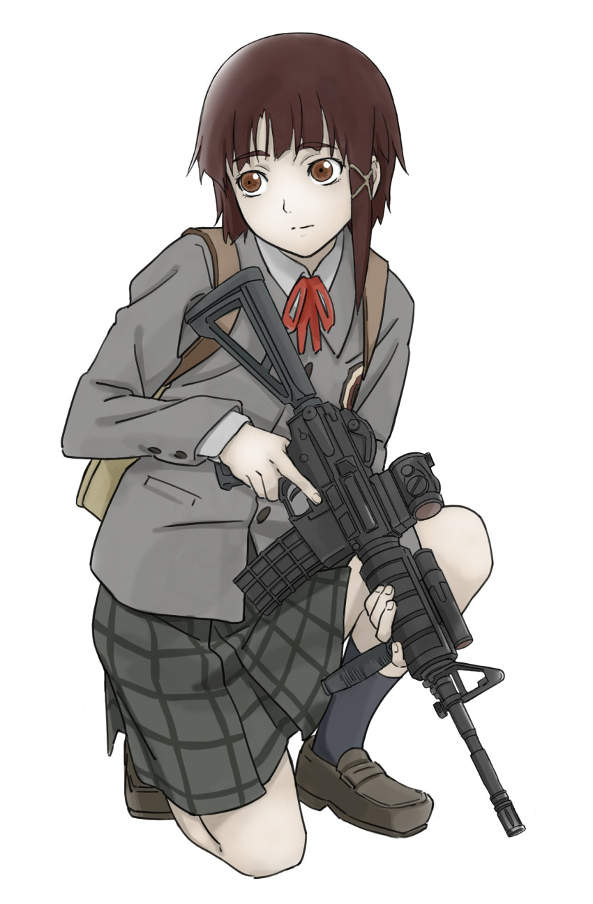 Safebooru - 1girl asymmetrical hair brown eyes brown hair closed mouth ...