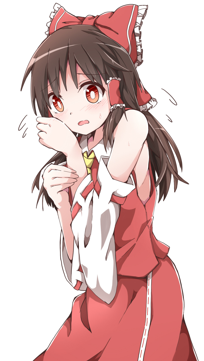 Safebooru - 1girl absurdres bare shoulders brown hair detached sleeves ...