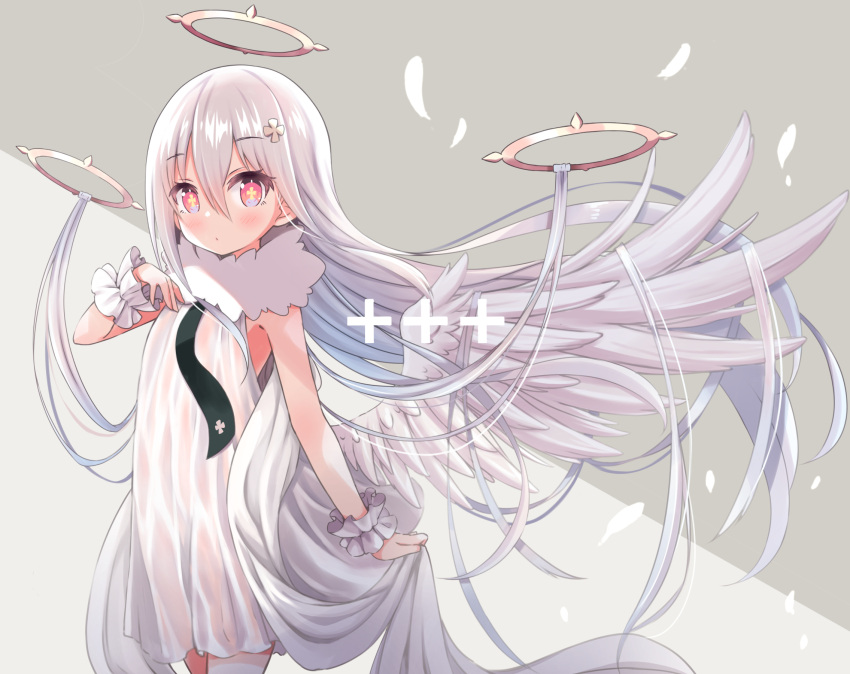 Safebooru - 1girl angel angel wings bangs closed mouth dress eyebrows visible through hair ...