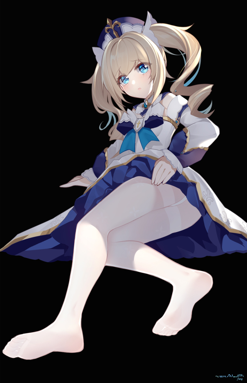 Safebooru - 1girl aluppia barbara (genshin impact) black background blue eyes dress drill hair ...