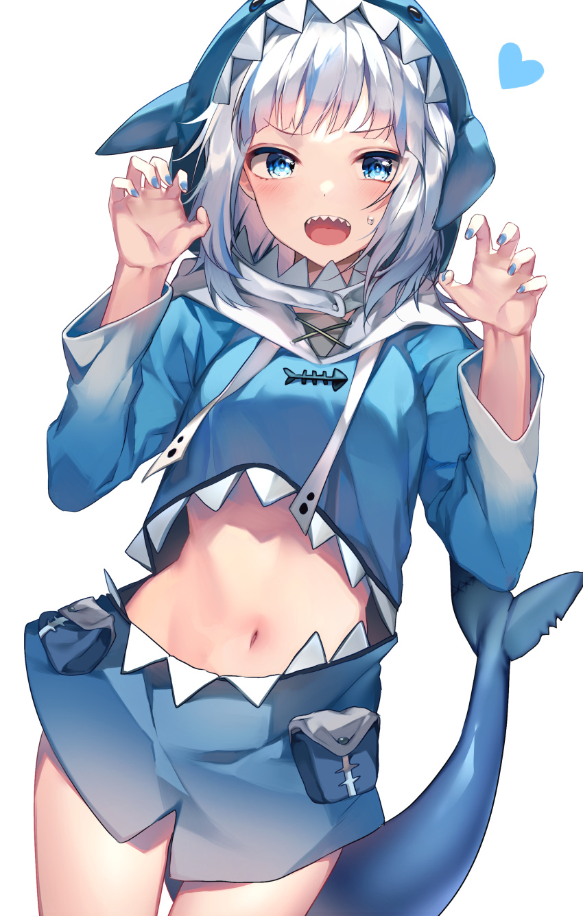 Safebooru - 1girl :d absurdres animal hood bangs bara (03 bara ) blue eyes blue hair blue hoodie ...