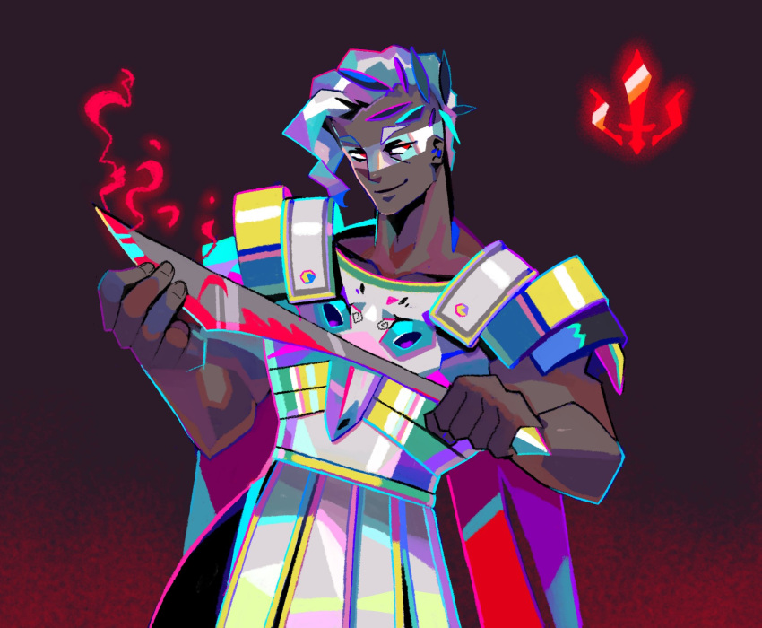 Safebooru - ares (hades) armor black background cape cowboy shot dark ...