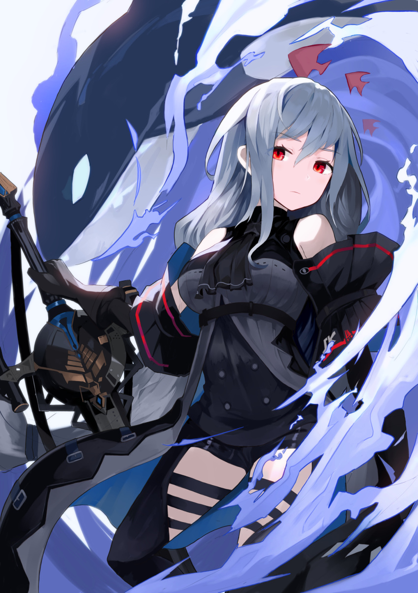 Safebooru - 1girl arknights black pants clothing cutout highres holding ...