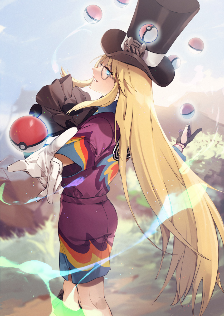 Safebooru - 1boy absurdres asymmetrical gloves avery (pokemon) black headwear black neckwear ...