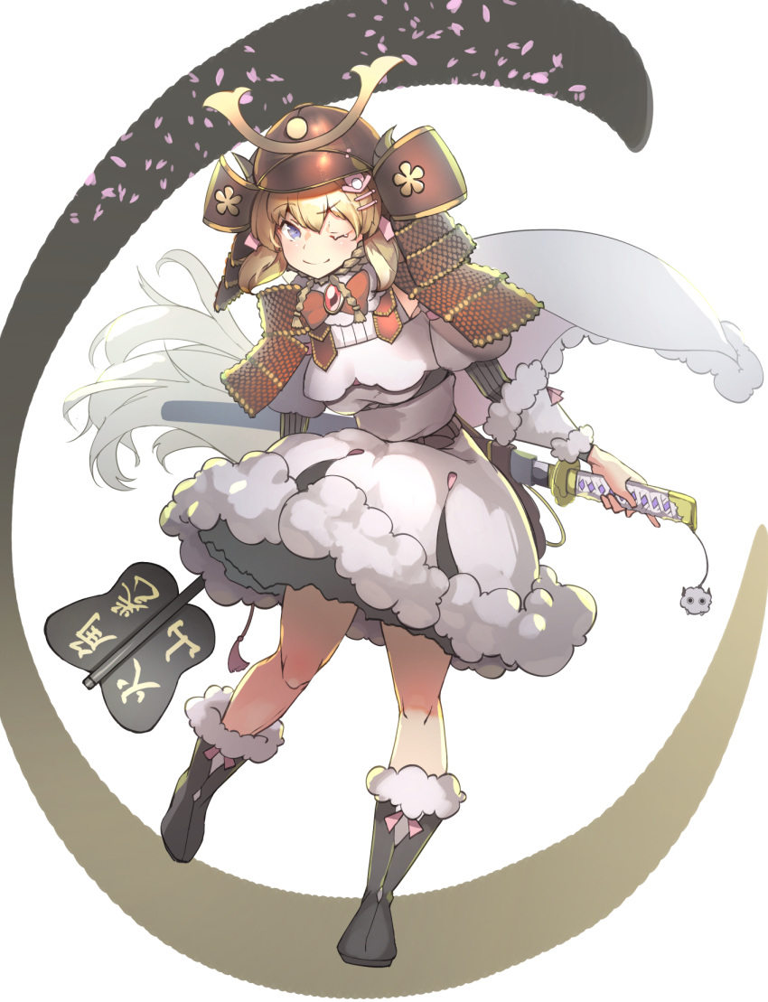 Safebooru - 1girl armor blonde hair boots cape drawing sword dress ...