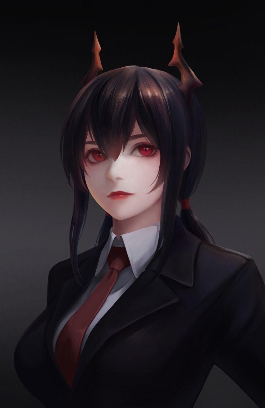 Safebooru - 1girl absurdres arknights bangs black jacket breasts brown hair ch'en (arknights ...