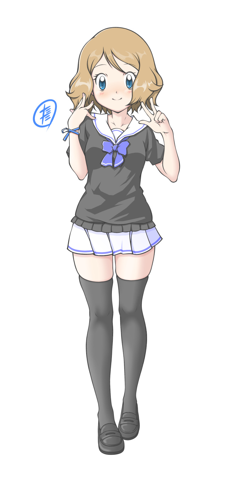 Safebooru - 1girl absurdres alternate costume bangs black footwear black legwear black shirt ...