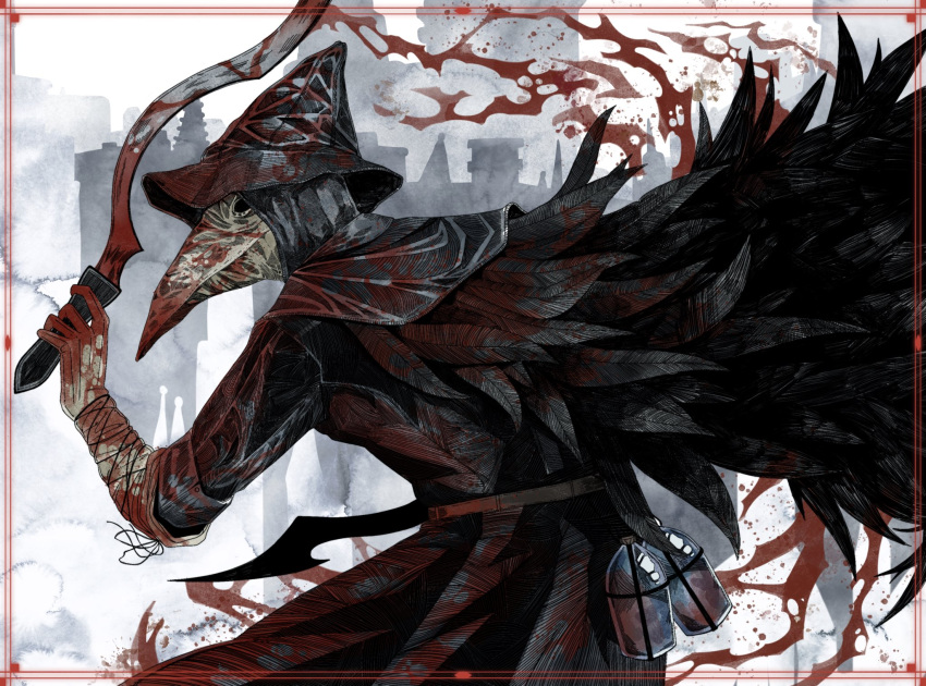 Safebooru - 1girl bandages black headwear blade of mercy blood ...