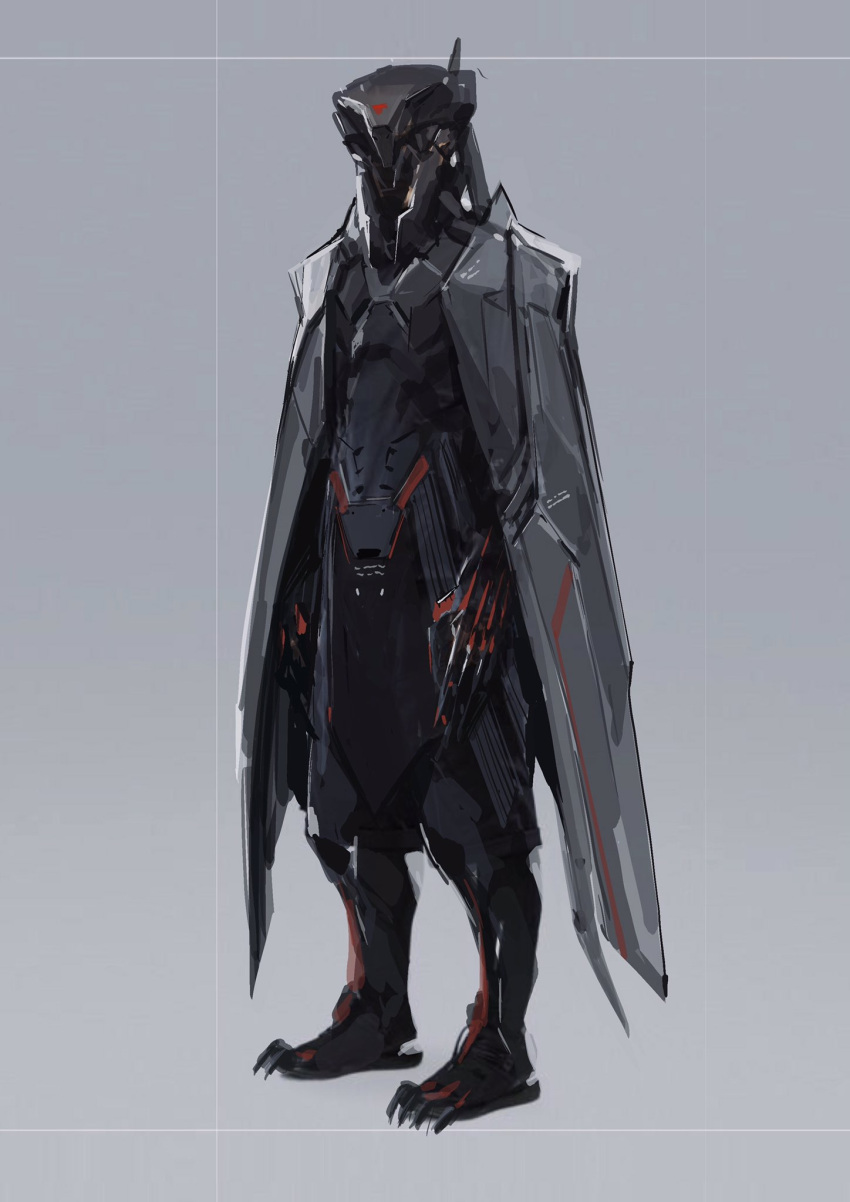 Safebooru - claws cloak grey background highres humanoid robot korean ...