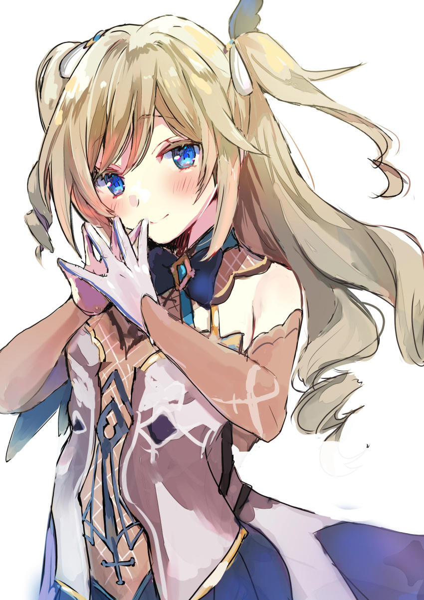 Safebooru - 1girl absurdres bangs barbara (genshin impact) bare shoulders blue bow blue skirt ...