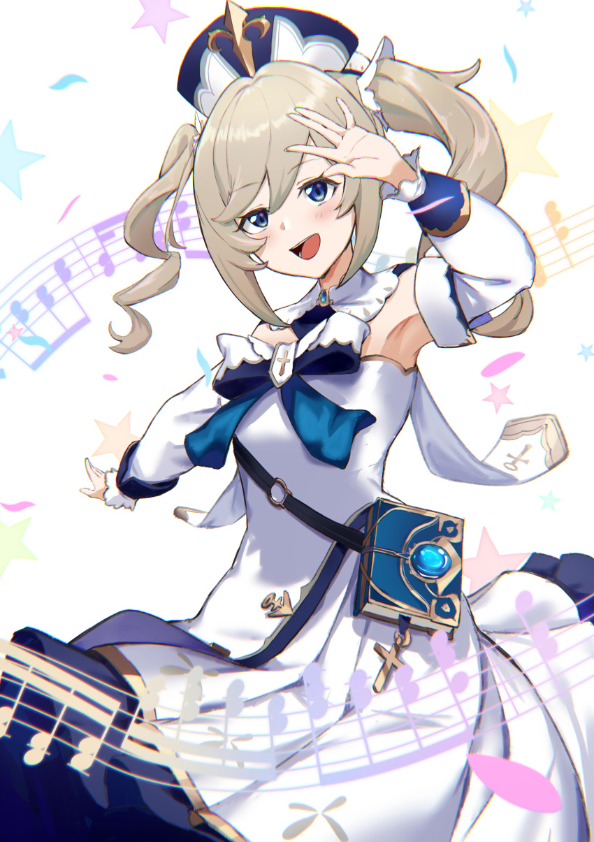 Safebooru - 1girl absurdres armpit crease armpits barbara (genshin impact) blue bow blue eyes ...