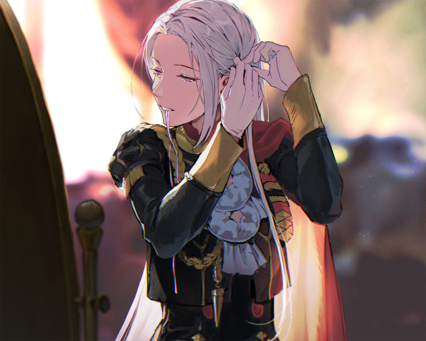 Safebooru - 1girl adjusting hair capelet edelgard von hresvelg fire ...