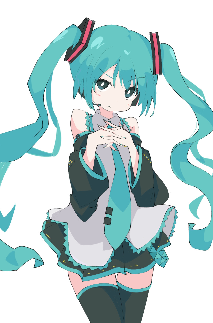 Safebooru - 1girl aqua eyes aqua hair aqua nails aqua neckwear black footwear black skirt black ...