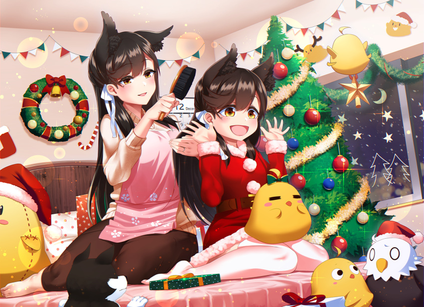 Safebooru - 2girls :d animal ear fluff animal ears apron atago (azur ...